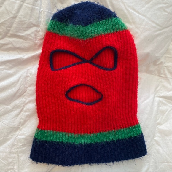 Accessories | Vintage Ski Mask 3 Hole Knit Balaclava Full Face Red ...